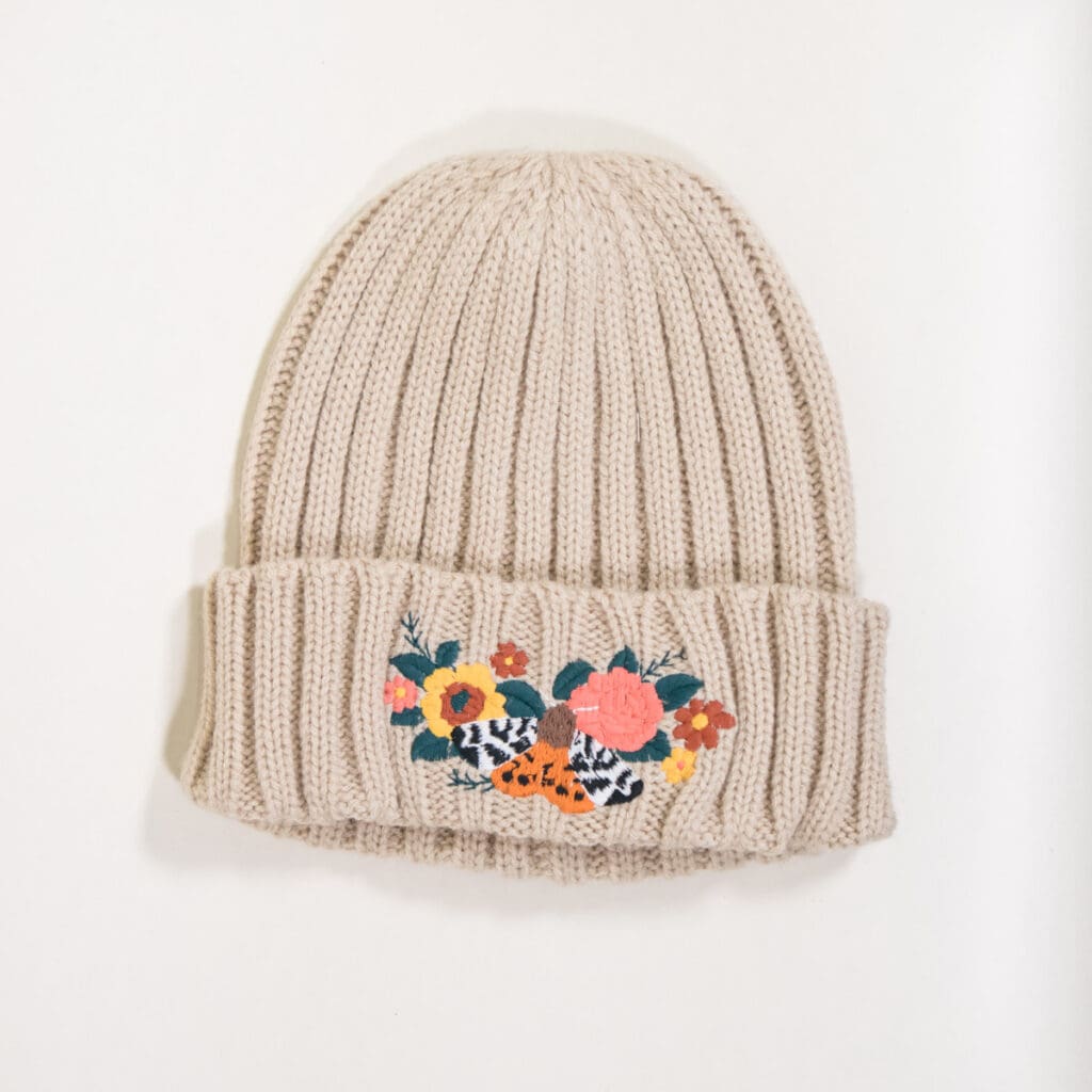 Floral Moth Beanie - Crewel and Unusual