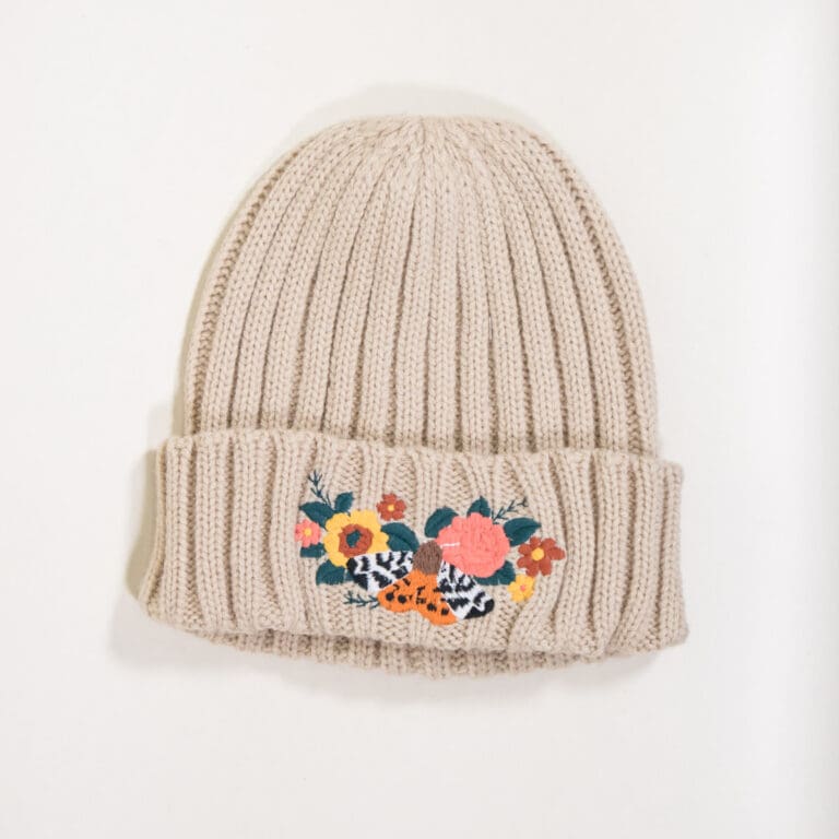 Floral Moth Beanie - Crewel and Unusual
